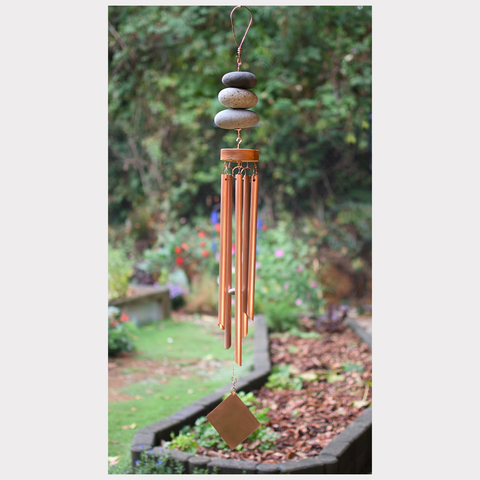 Large Zen Wind Chime - Natural Beach Stones - Genuine Copper – Coast Chimes